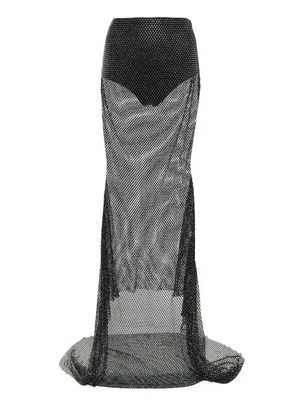Giuseppe Di Morabito Crystal-embellished Mesh Maxi Skirt - Black