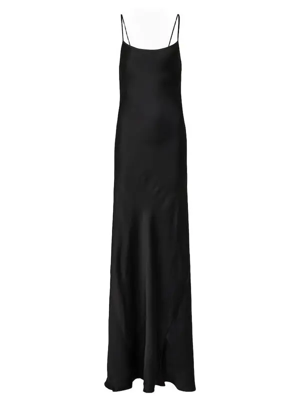 Victoria Beckham Satin Slip Maxi Dress - Black