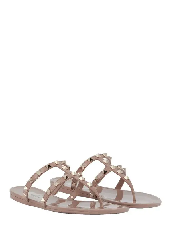 Valentino Garavani Rockstud Pvc Thong Sandals - Beige