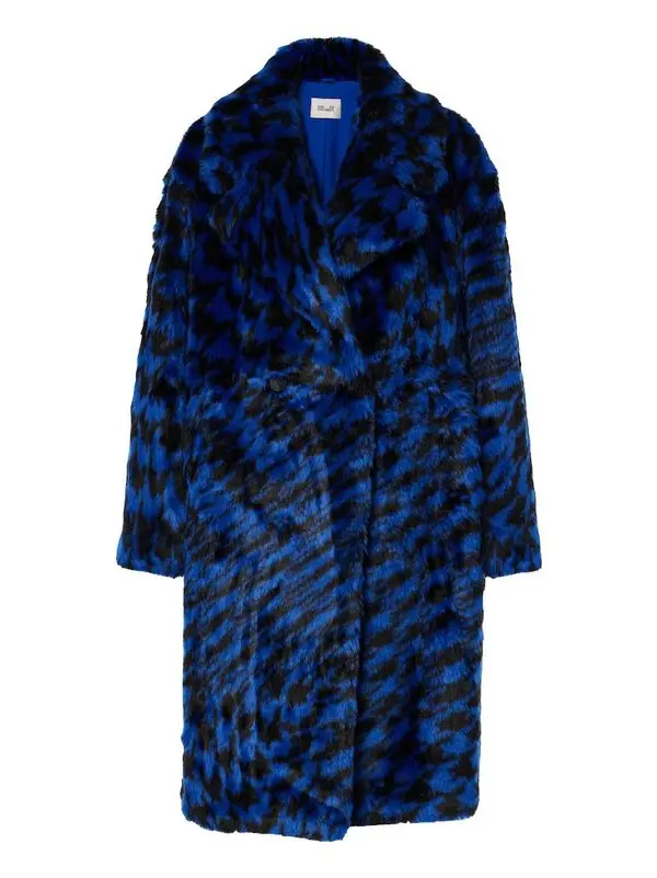 Diane Von Furstenberg Printed Faux Fur Coat - Blue