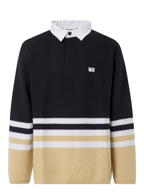 WALES BONNER Cypher Striped Wool Polo Sweater - Blue