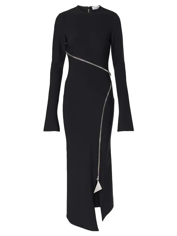 Attico Zip-up Jersey Midi Dress - Black