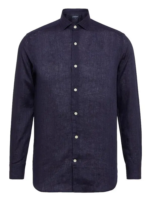 Frescobol Carioca Long-sleeved Linen Shirt - Blue