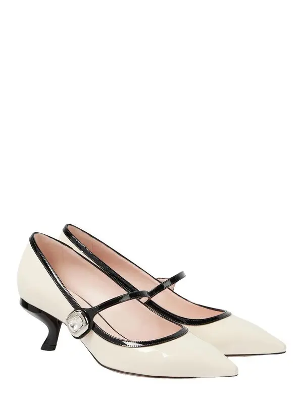 ROGER VIVIER Patent Leather Mary Jane Pumps - White