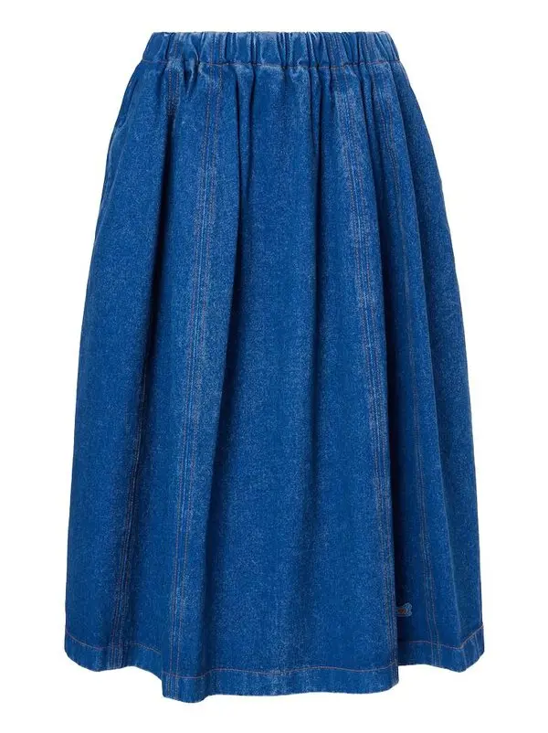 Marni Elasticated Waist Denim Midi Skirt In Ocean - Blue