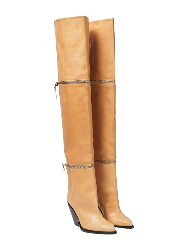 Isabel Marant Étoile Lelodie Over The Knee Leather Boots - Beige