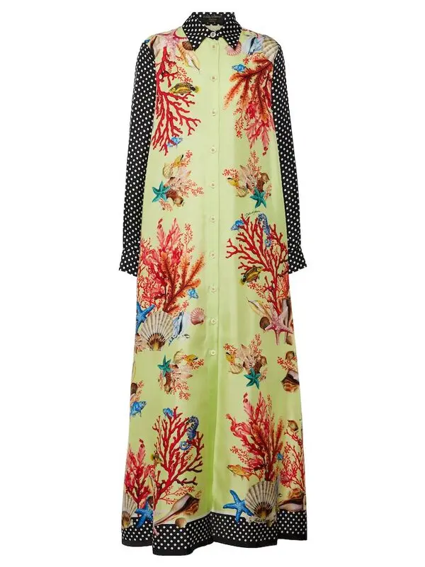 Dolce & Gabbana Capri Printed Silk Satin Shirt Dress - Multicoloured