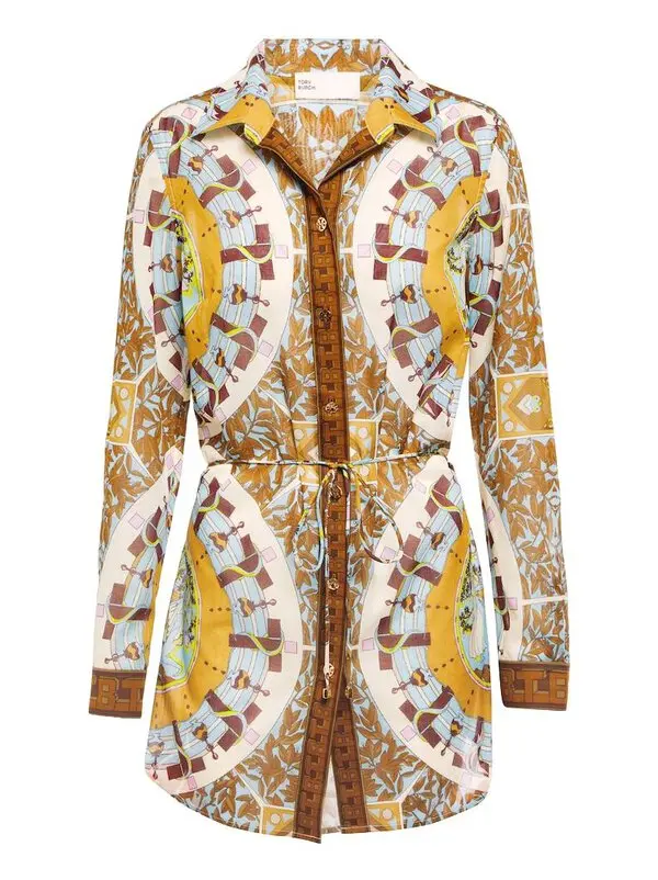 Tory Burch Printed Cotton Belted Shirt - Multicoloured