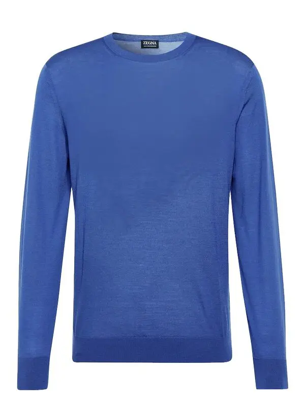 Zegna Crewneck Wool Sweater - Blue