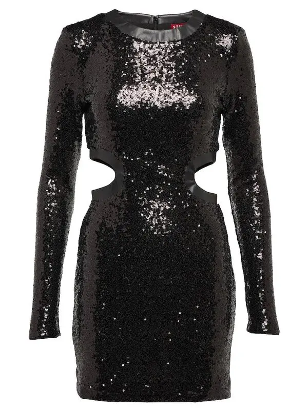 Staud Dolce Sequined Cut-out Mini Dress - Black