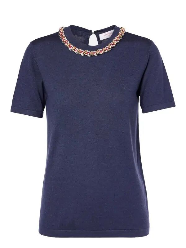 Carolina Herrera Embellished Wool And Silk Sweater - Multicoloured