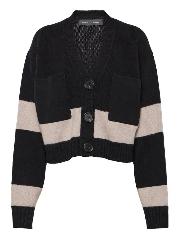 Proenza Schouler Sofia Cropped Cardigan In Wool And Cashmere - Black