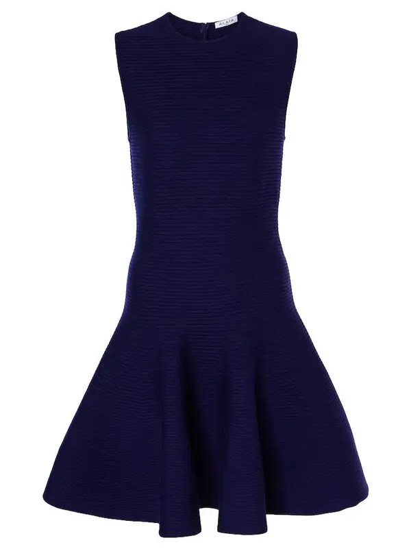 Alaïa Wool-blend Ribbed Knit Mini Dress - Blue