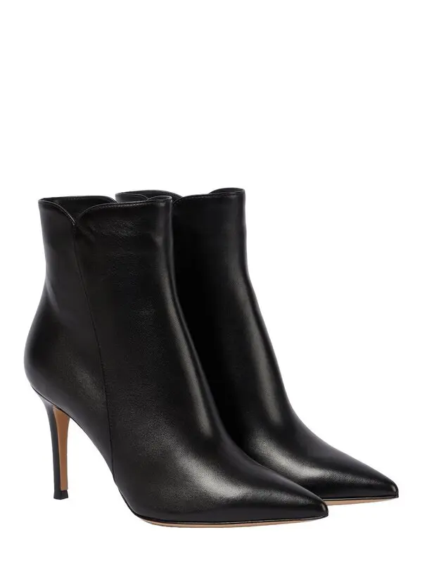 GIANVITO ROSSI Levy 85 Leather Ankle Boots - Black
