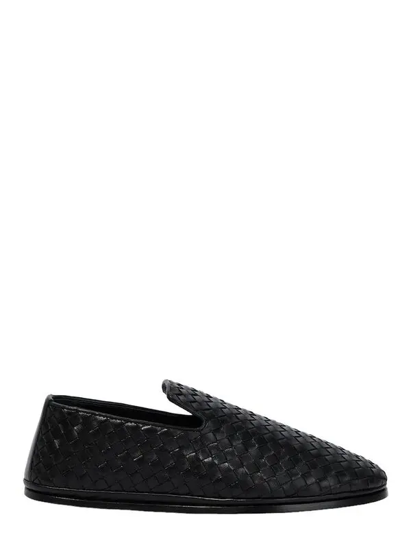 Bottega Veneta Intrecciato Leather Loafers - Black