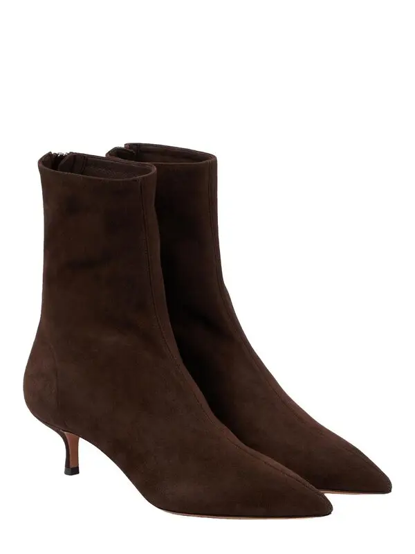 AQUAZZURA Montmartre 50 Suede Ankle Boots - Brown