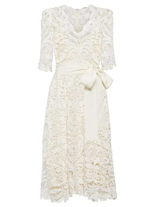 Elie Saab Lace Midi Dress - White