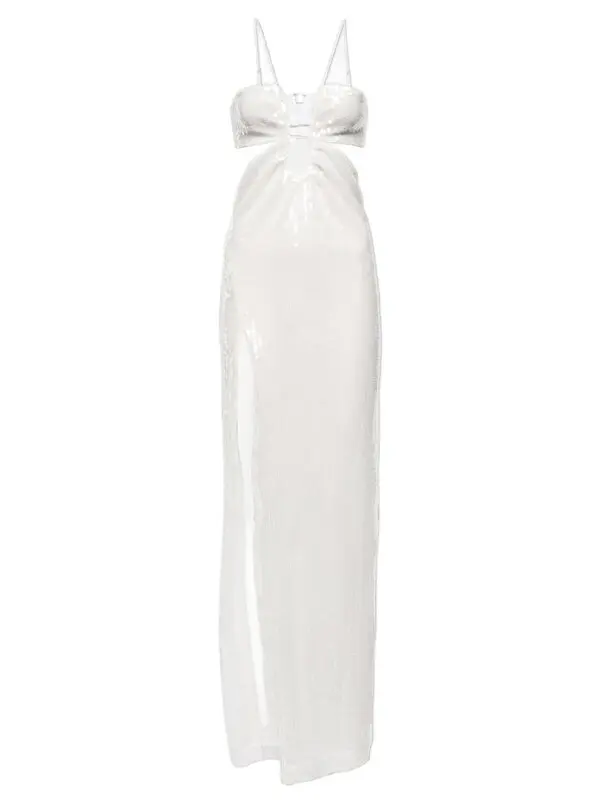 NENSI DOJAKA Bridal Sequined Tulle Gown - Silver