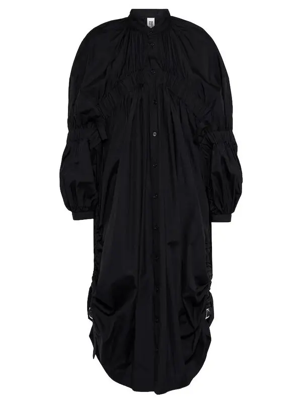 Noir Kei Ninomiya Draped Cotton Midi Dress - Black