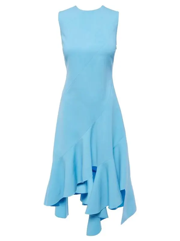 Oscar De La Renta Asymmetrical Wool-blend Midi Dress - Blue