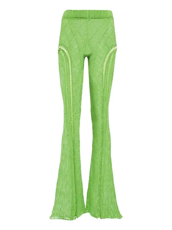 ROBERTA EINER Disco High-rise Flared Cotton Pants - Green
