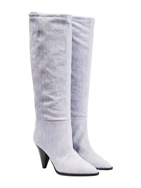 Isabel Marant Étoile Ririo Denim Knee-high Boots - Purple