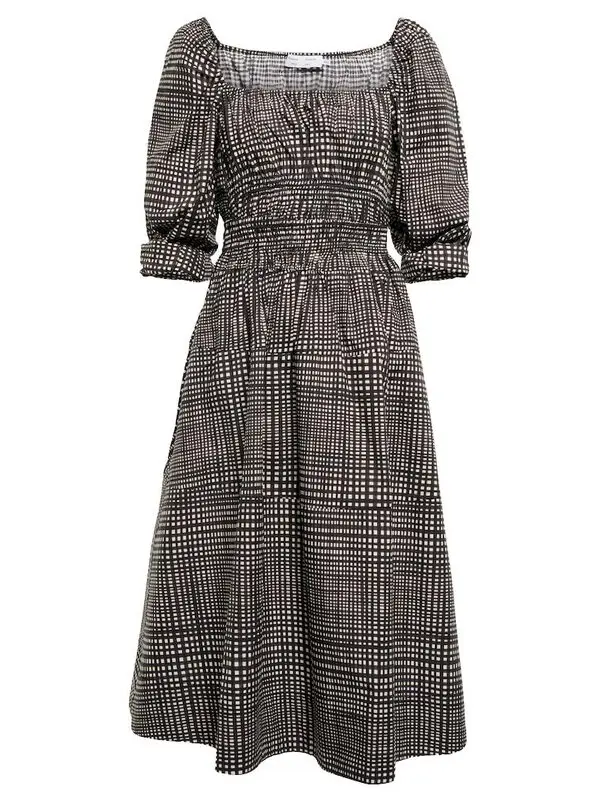 Proenza Schouler Checked Cotton Poplin Midi Dress - Black