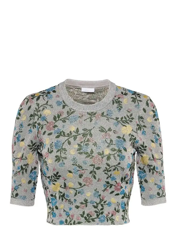 Rabanne Floral Jacquard Sweater - Silver