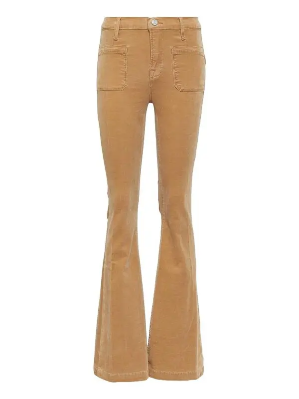 FRAME Le Bardot Mid-rise Corduroy Flared Pants - Beige