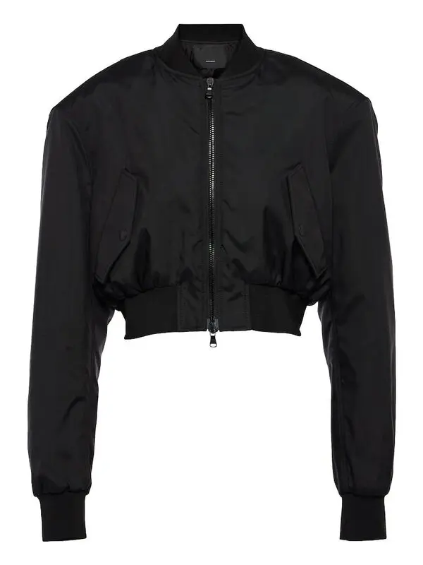 Wardrobe.NYC Cropped Bomber Jacket - Black