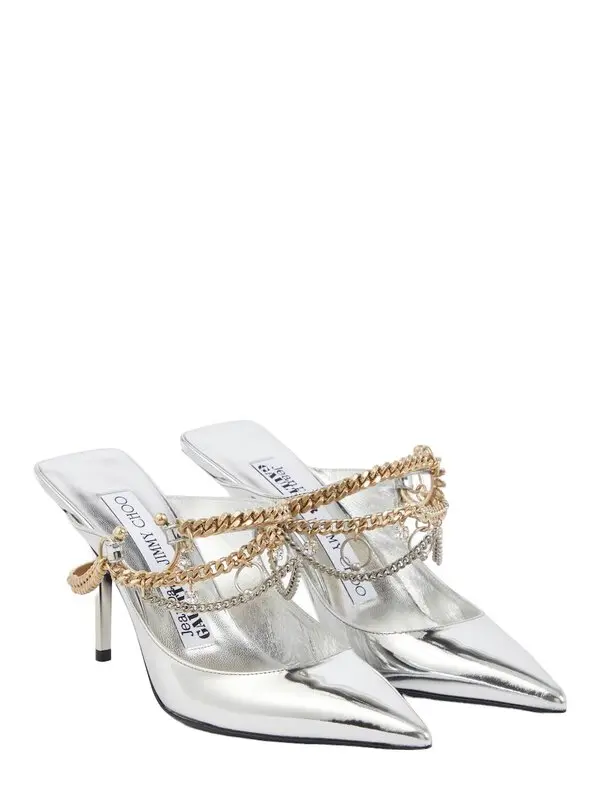 JIMMY CHOO X Jean Paul Gaultier Embellished Leather Slingback Pumps - Silver