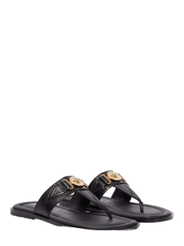 Versace Medusa Leather Thong Sandals - Black