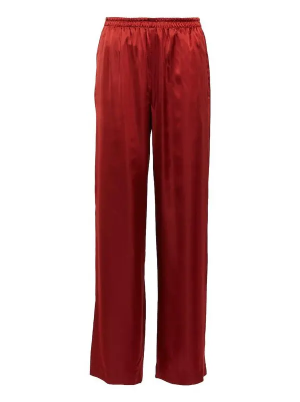 Vince Straight Satin Trousers - Red