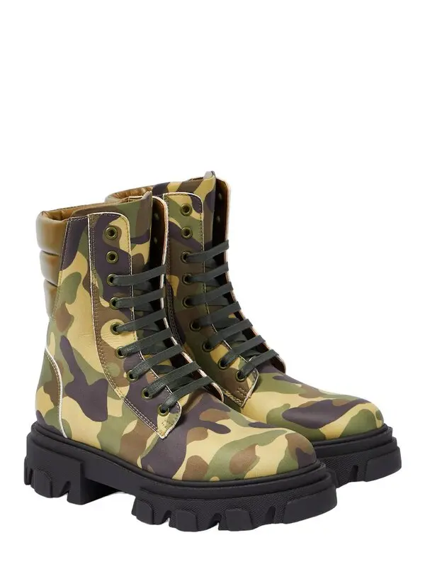 GIA BORGHINI Gia 35 Camouflage Combat Boots - Multicoloured