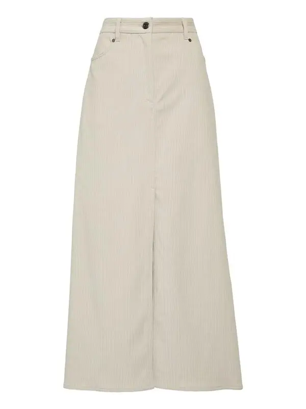 Brunello Cucinelli Cotton Corduroy Maxi Skirt - Neutrals