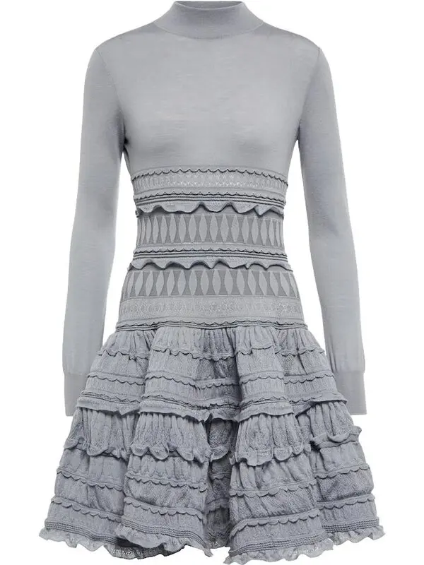 Alaïa Crinoline Virgin Wool Mini Dress - Grey