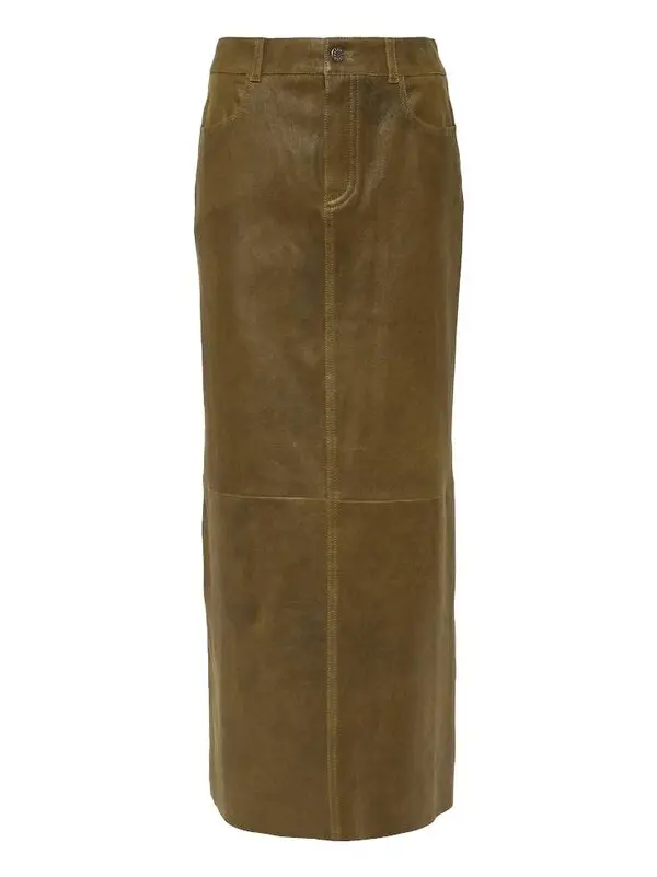 Stouls Leather Midi Skirt - Green