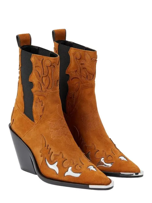 Rabanne Suede Ankle Boots - Brown