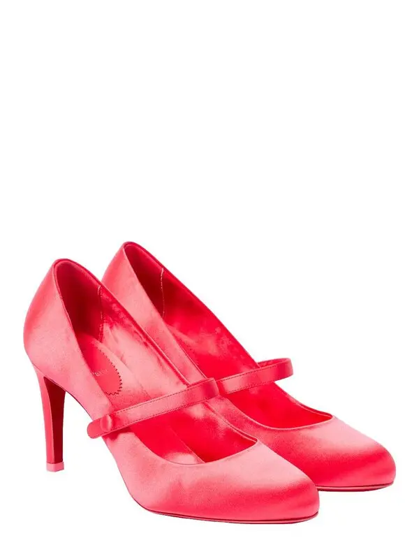 CHRISTIAN LOUBOUTIN Crepe Satin Mary Jane Pumps - Red