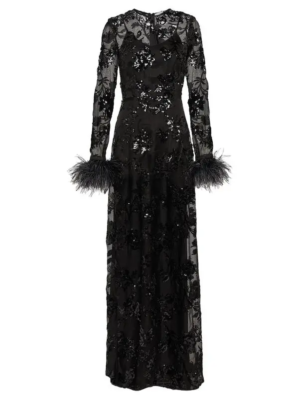 Erdem Malvina Embellished Silk Gown - Black
