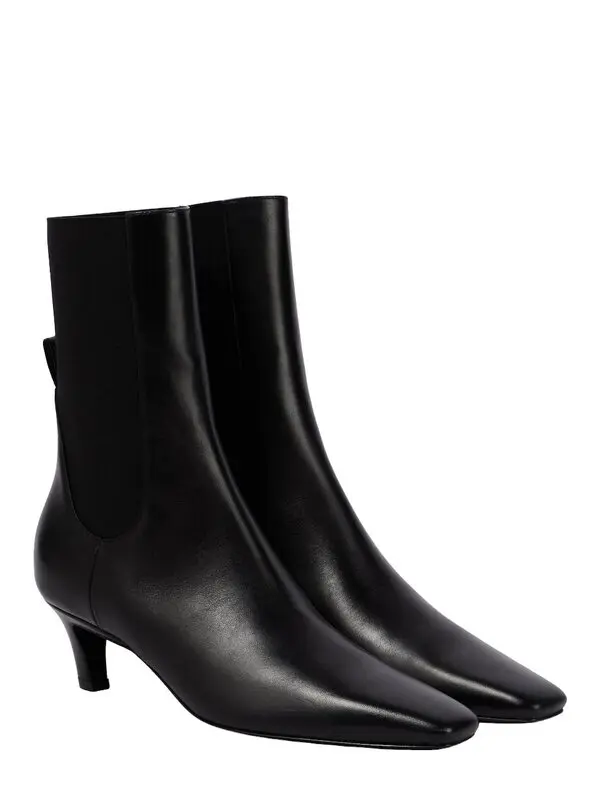 TOTEME Leather Ankle Boots - Black