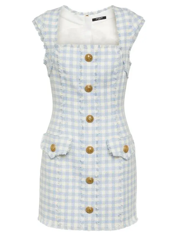 Balmain Gingham Tweed Mini Dress - Multicoloured