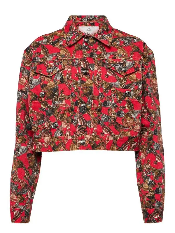 VIVIENNE WESTWOOD Printed Cropped Denim Jacket - Multicoloured