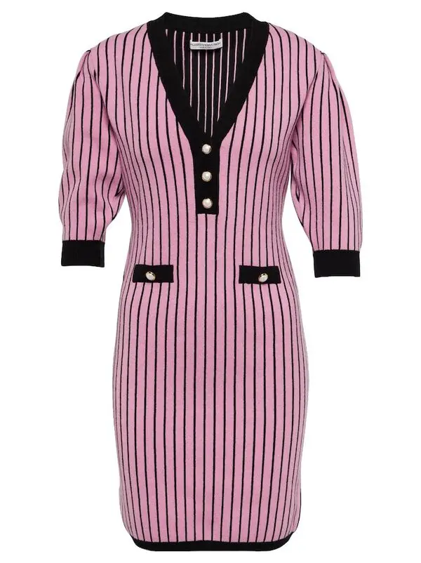 Alessandra Rich Pinstriped Knit Mini Dress - Pink
