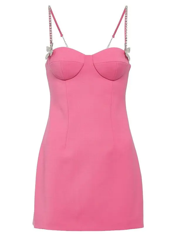 AREA Embellished Wool Minidress - Pink