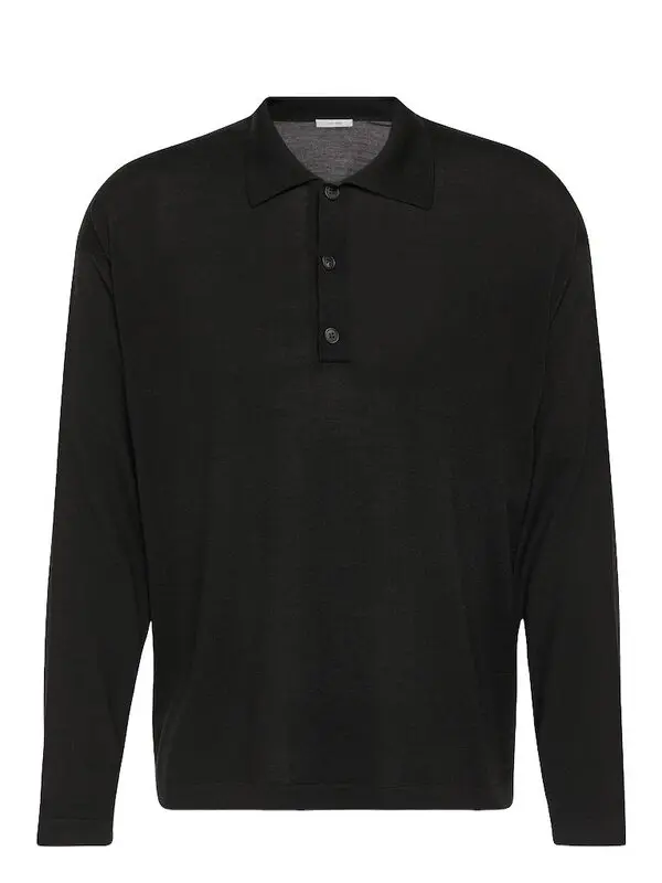 THE ROW Djon Wool Polo Sweater - Black