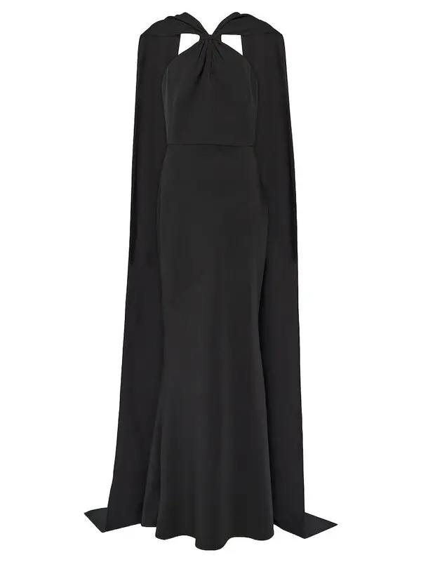 Safiyaa Lilien Cape Effect Gown - Black
