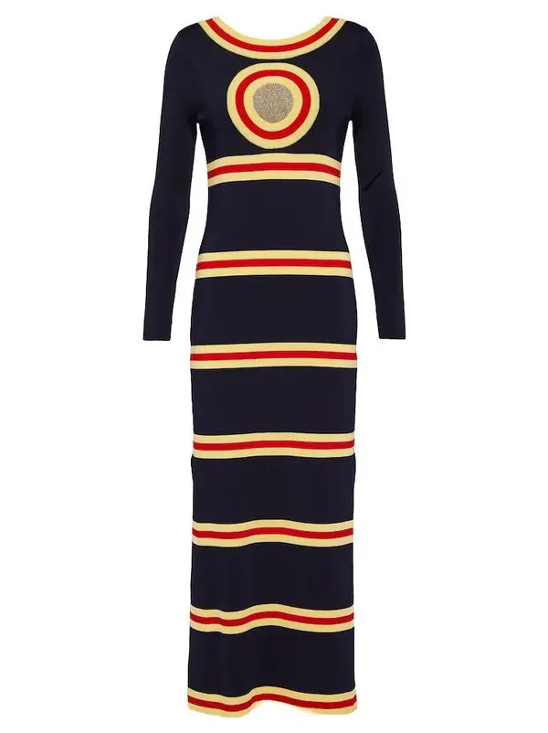 Rabanne Striped Maxi Dress With Cut-out Detail - Multicoloured