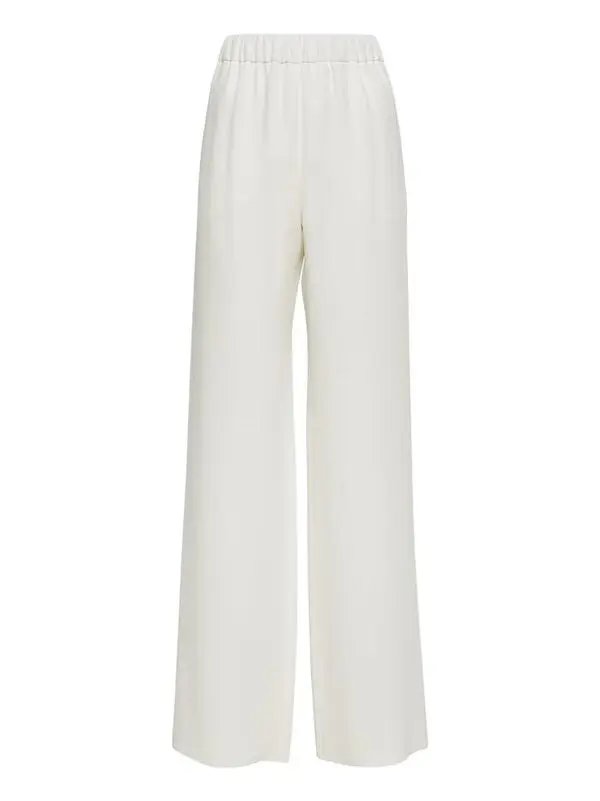 Valentino Garavani High Rise Silk Wide-leg Trousers - White