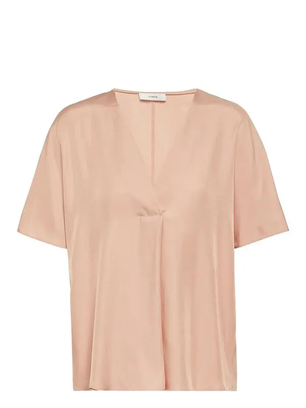 Vince Silk-blend V-neck Blouse - Beige